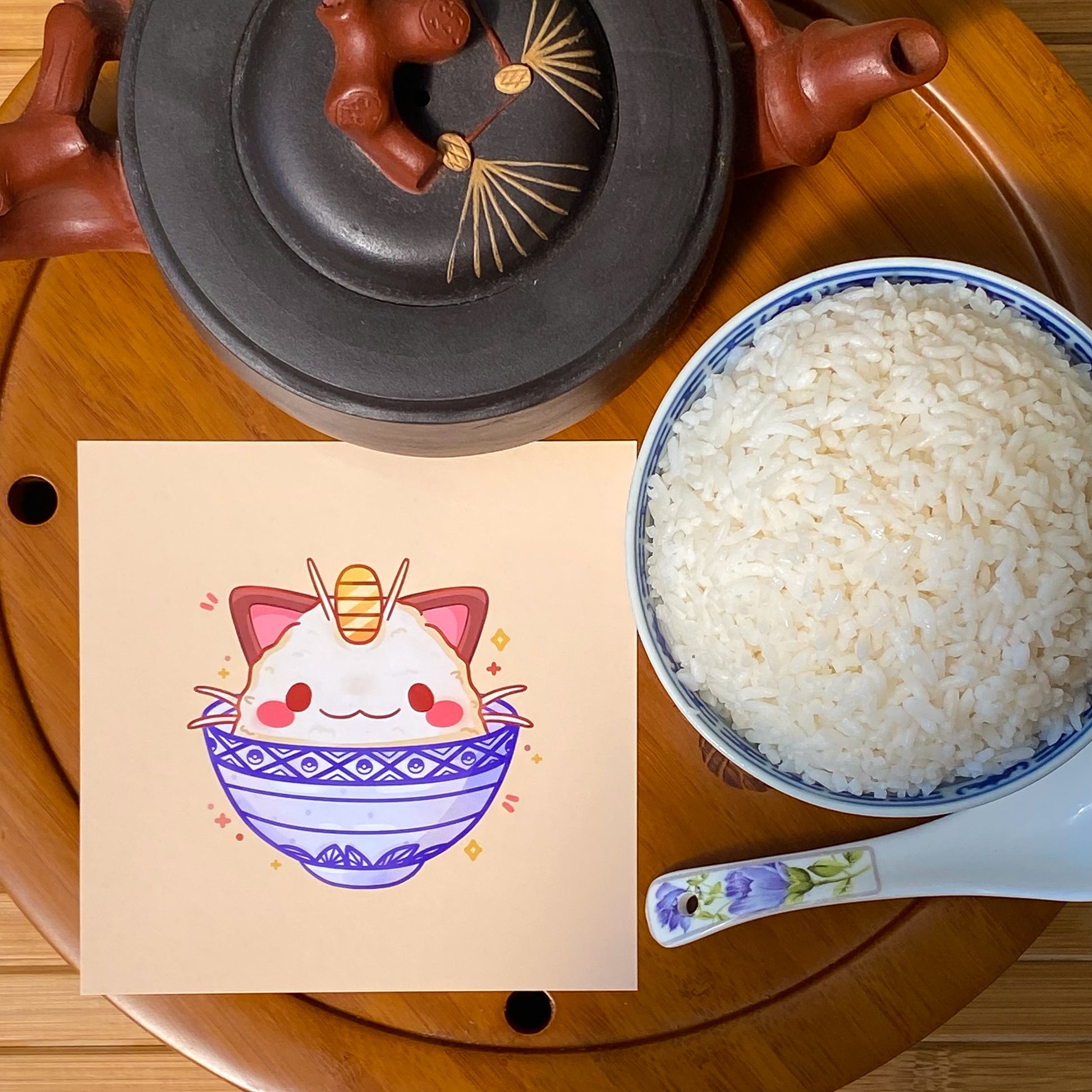 Meowth Rice Bowl Sticker - Pokemon Food Merch | Poliswag Club